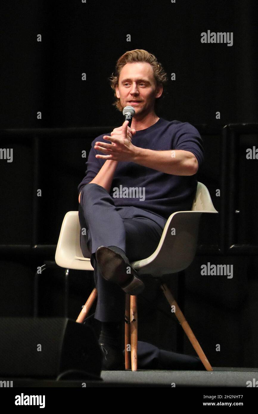 London, UK. 23rd Oct, 2021. Tom Hiddleston who plays Loki, speaking at ...
