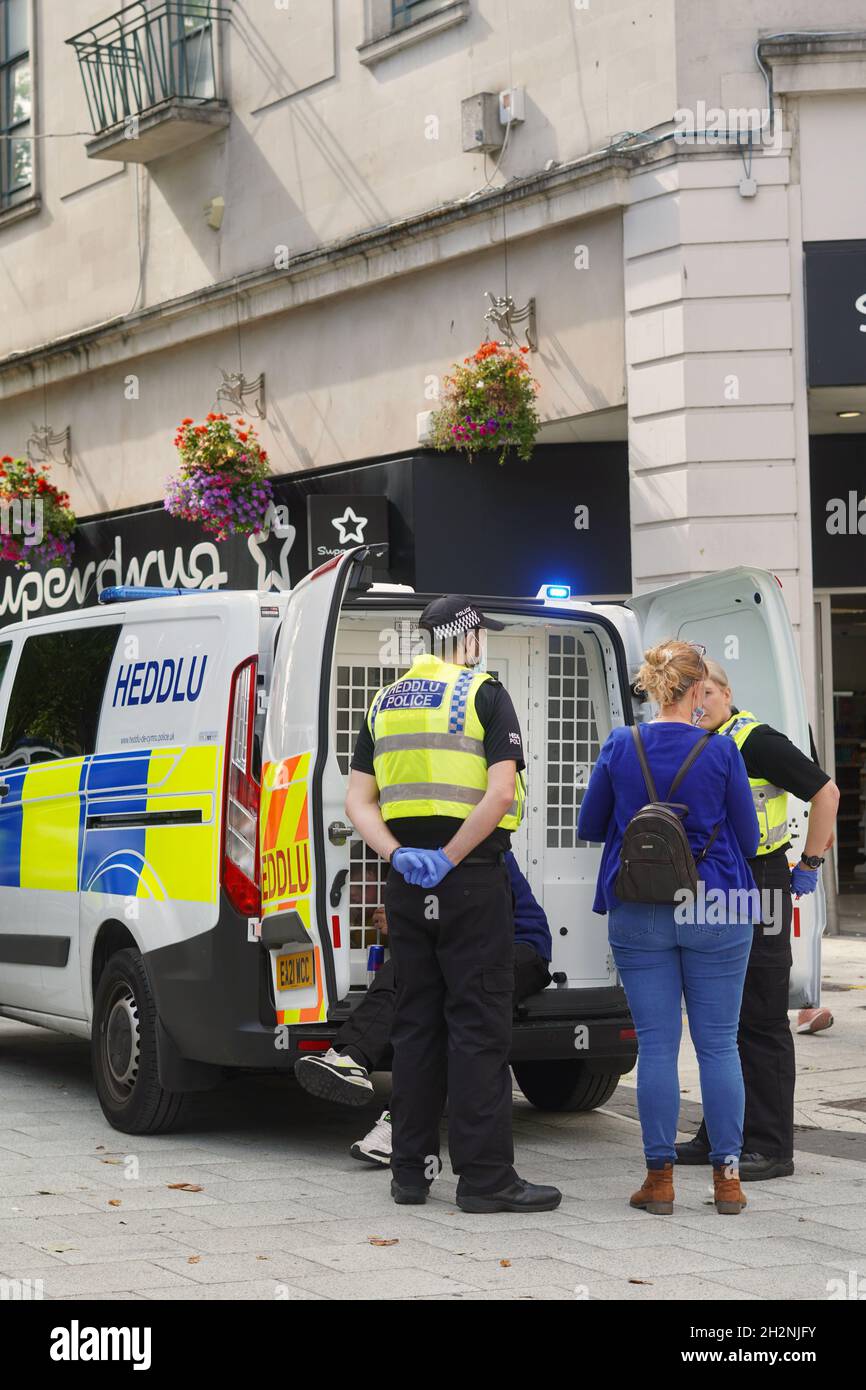 Cardiff, Wales, October 23 2021: Emergency services and council workers ...