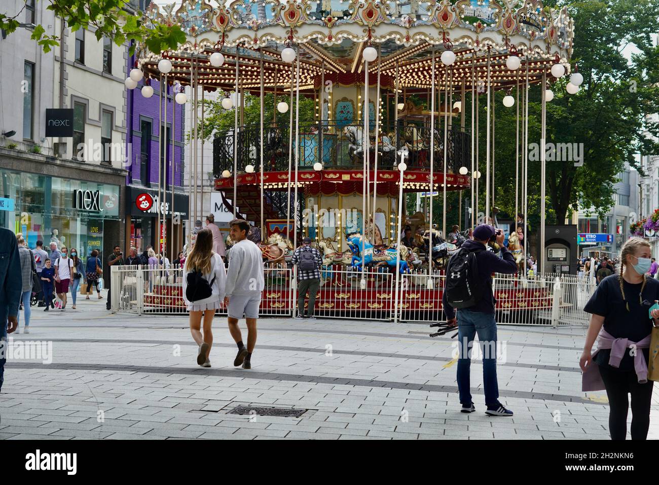 Cardiff, Wales, July 30th 2021: People are back in the city of Cardiff ...