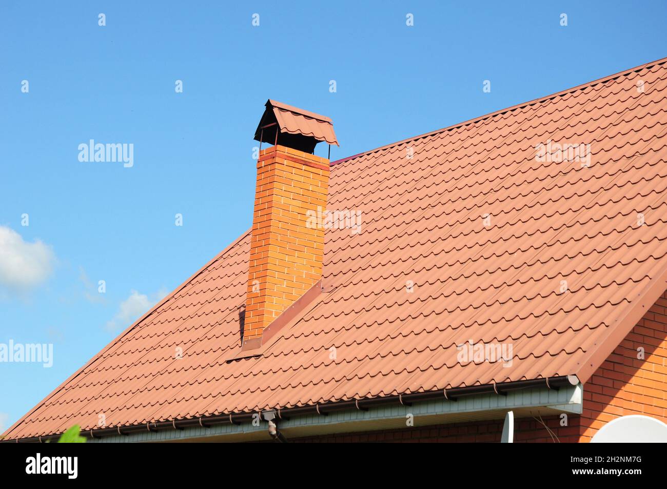 Red metal roof tiles. Metal Roof Shingles - Roofing Construction, Brick ...
