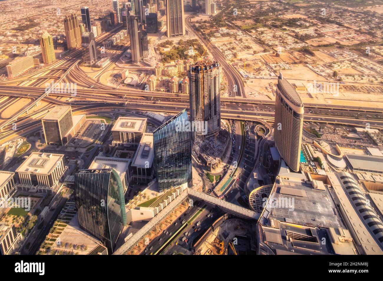 View of Sheikh Zayed Road skyscrapers and Dubai downtown from Burj ...