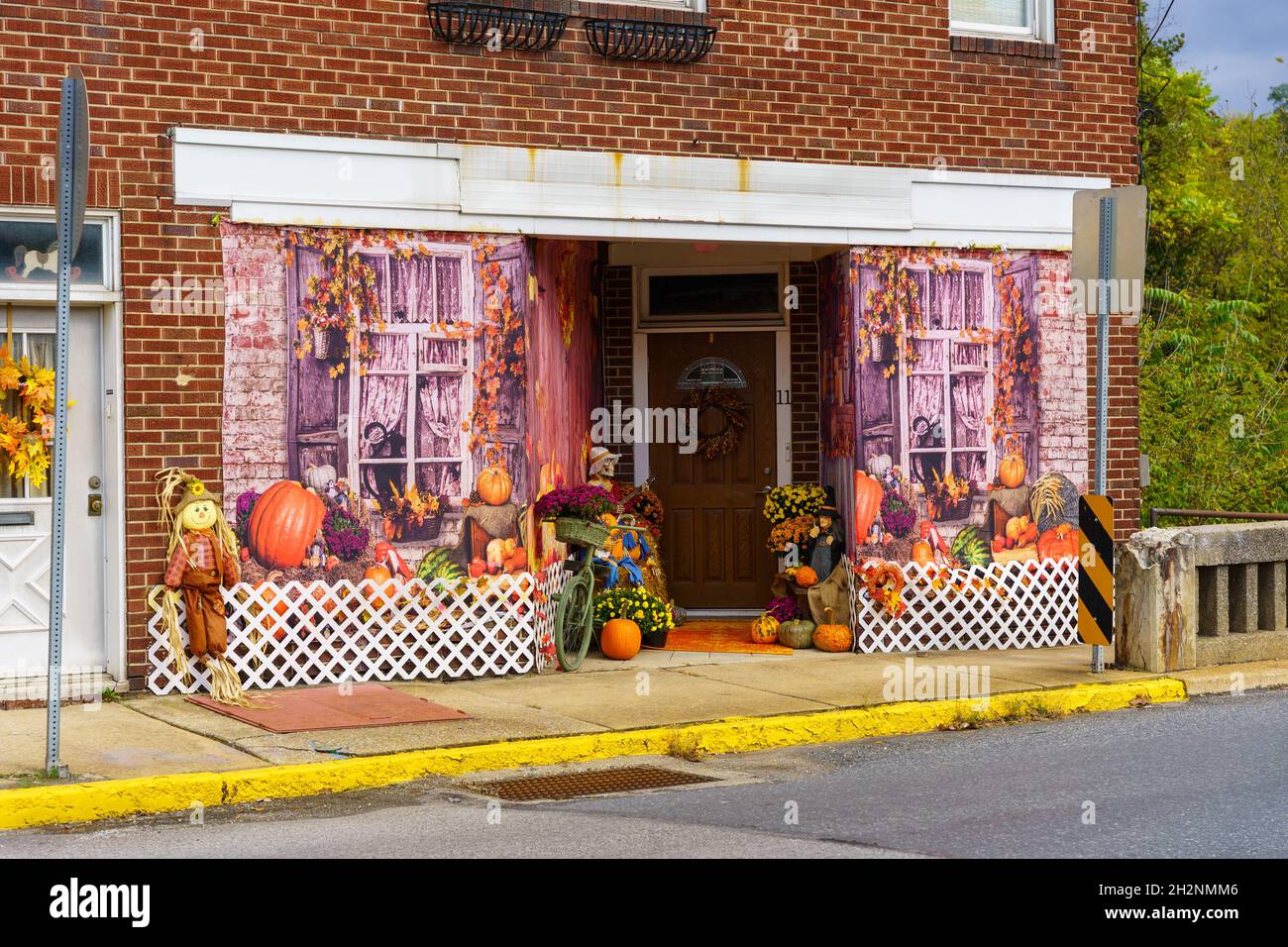 Glen Rock, PA, USA - October 17, 2021: A seasonal and festive fall and ...