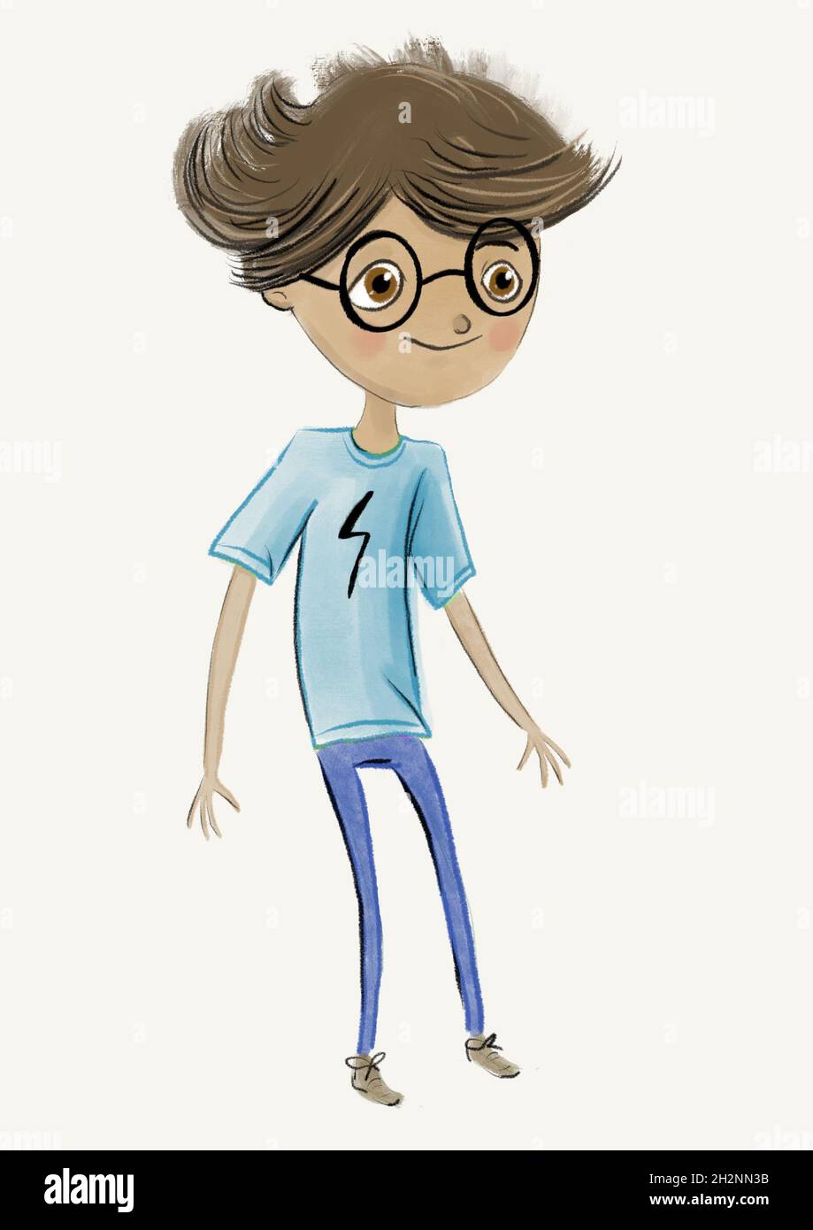 happy smiling cartoon character illustration Stock Photo - Alamy