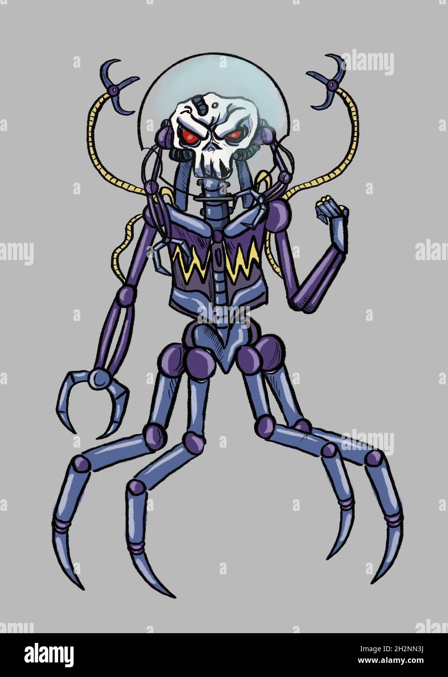 illustration of an evil android robot Stock Photo - Alamy