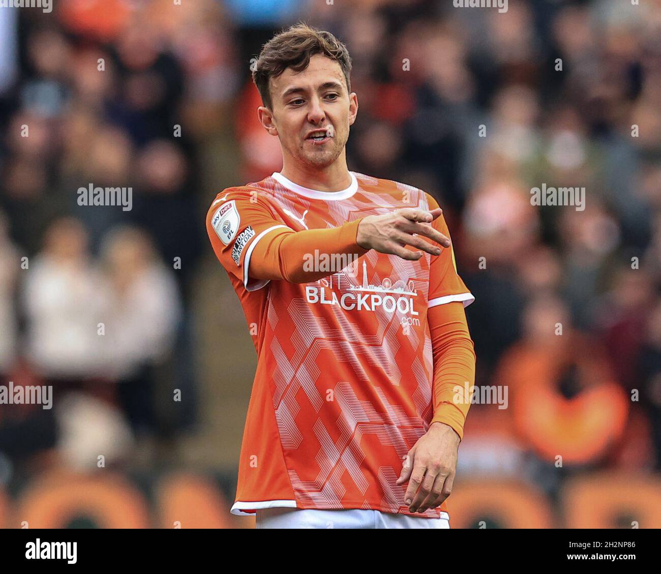 Ryan Wintle #8 of Blackpool gives his team instructions Stock Photo - Alamy