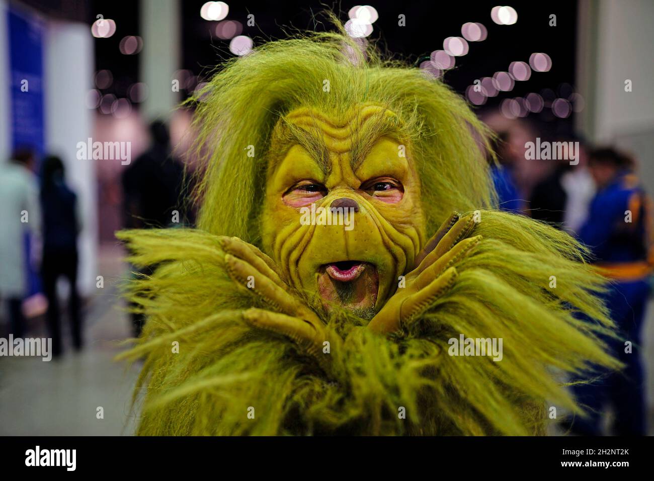 A cosplayer dressed as the Grinch during the second day of MCM Comic ...