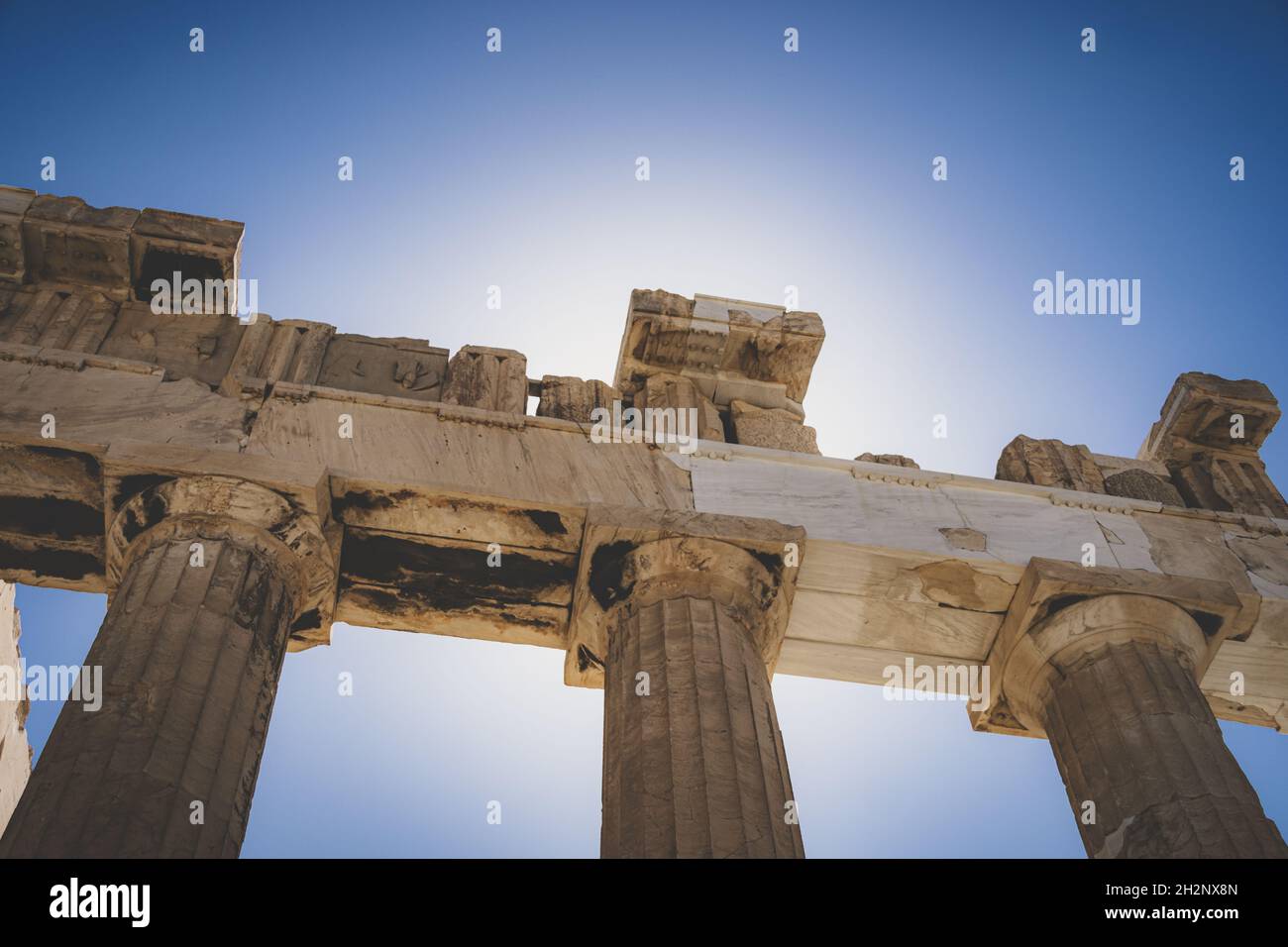 Low angle of the ancient columns Stock Photo - Alamy