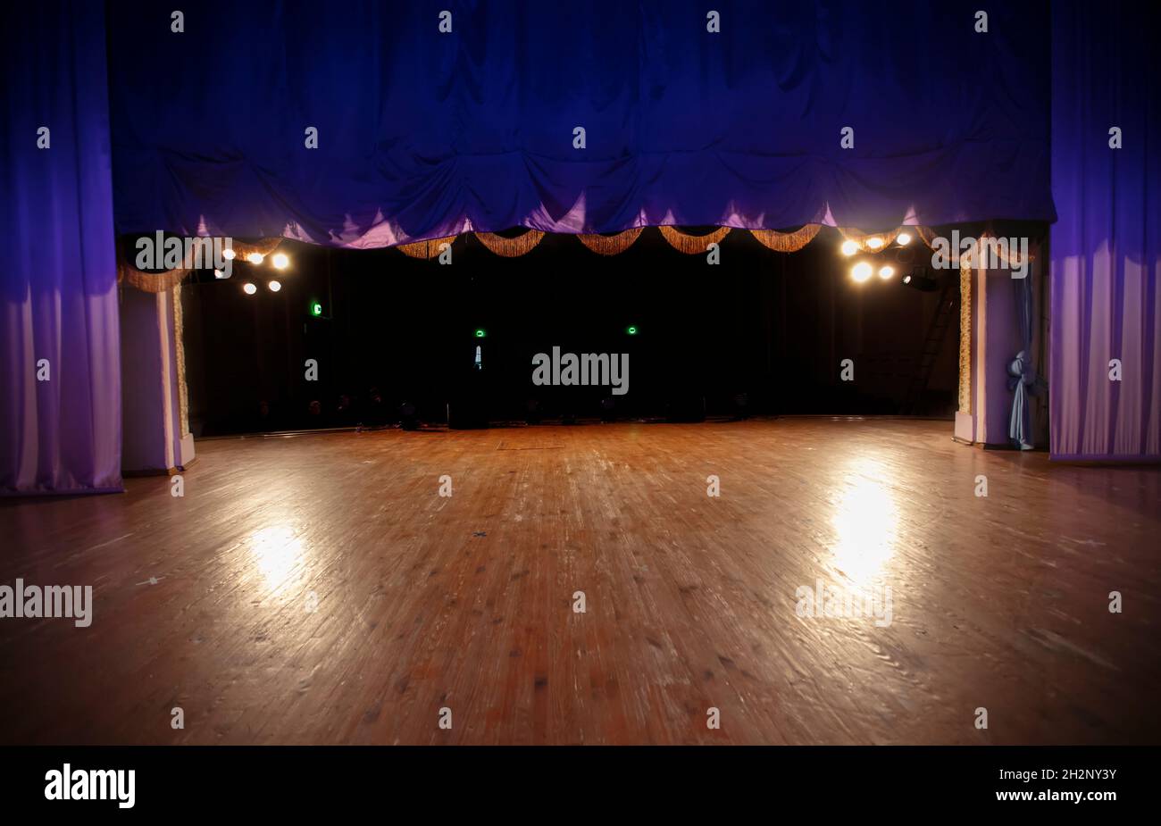 Theatrical stage. The curtain opens in front of the auditorium Stock ...