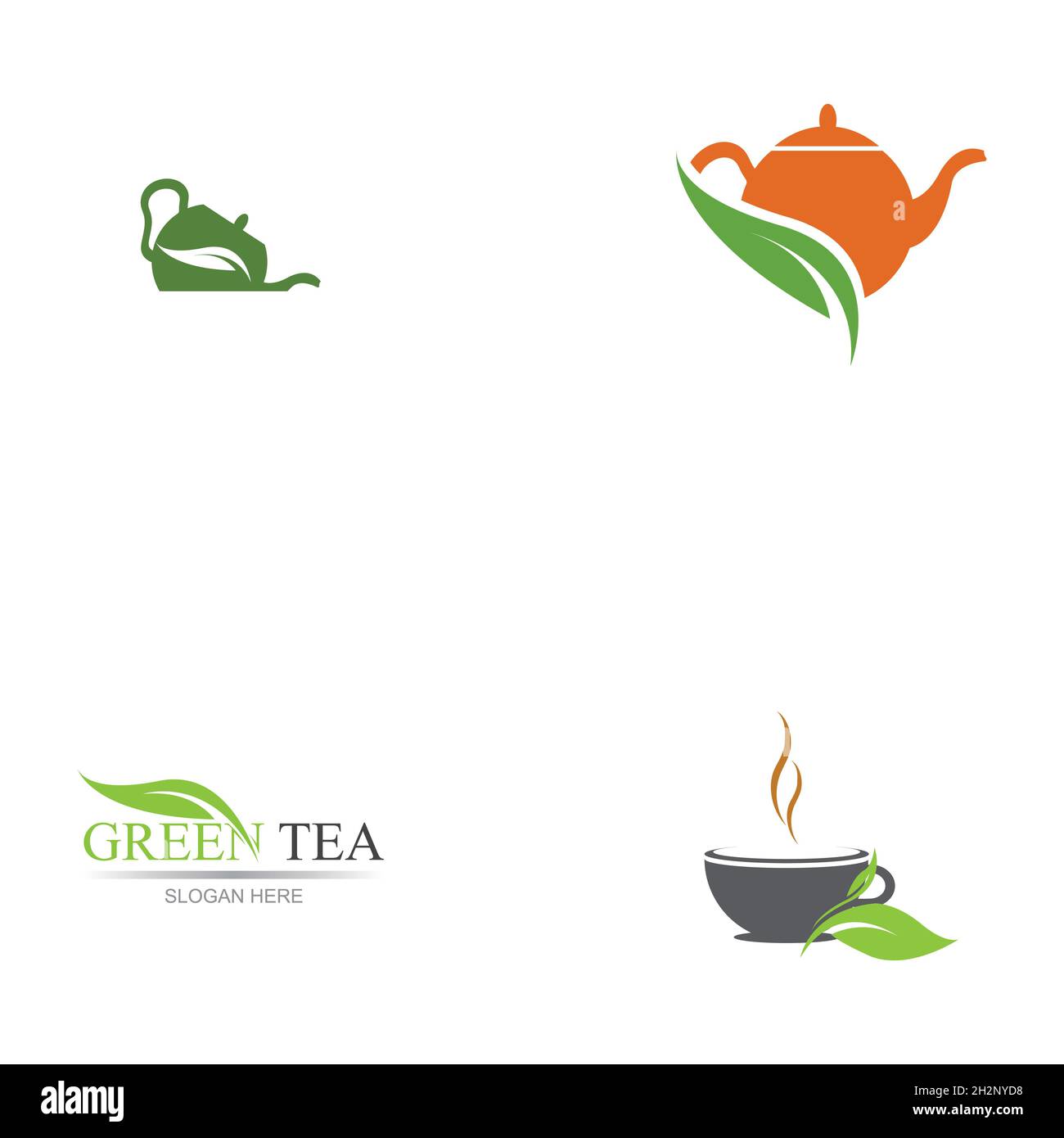 set of Green tea vector logo template Stock Vector Image & Art - Alamy