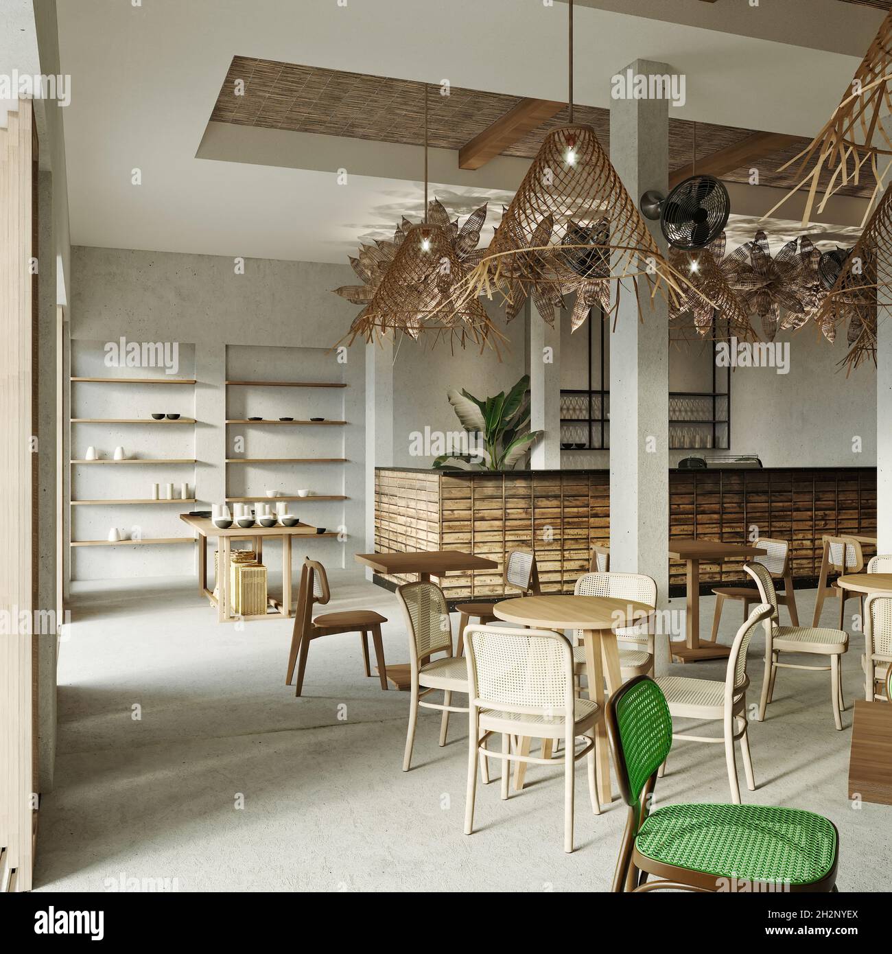 3d render of restaurant cafe interior Stock Photo - Alamy