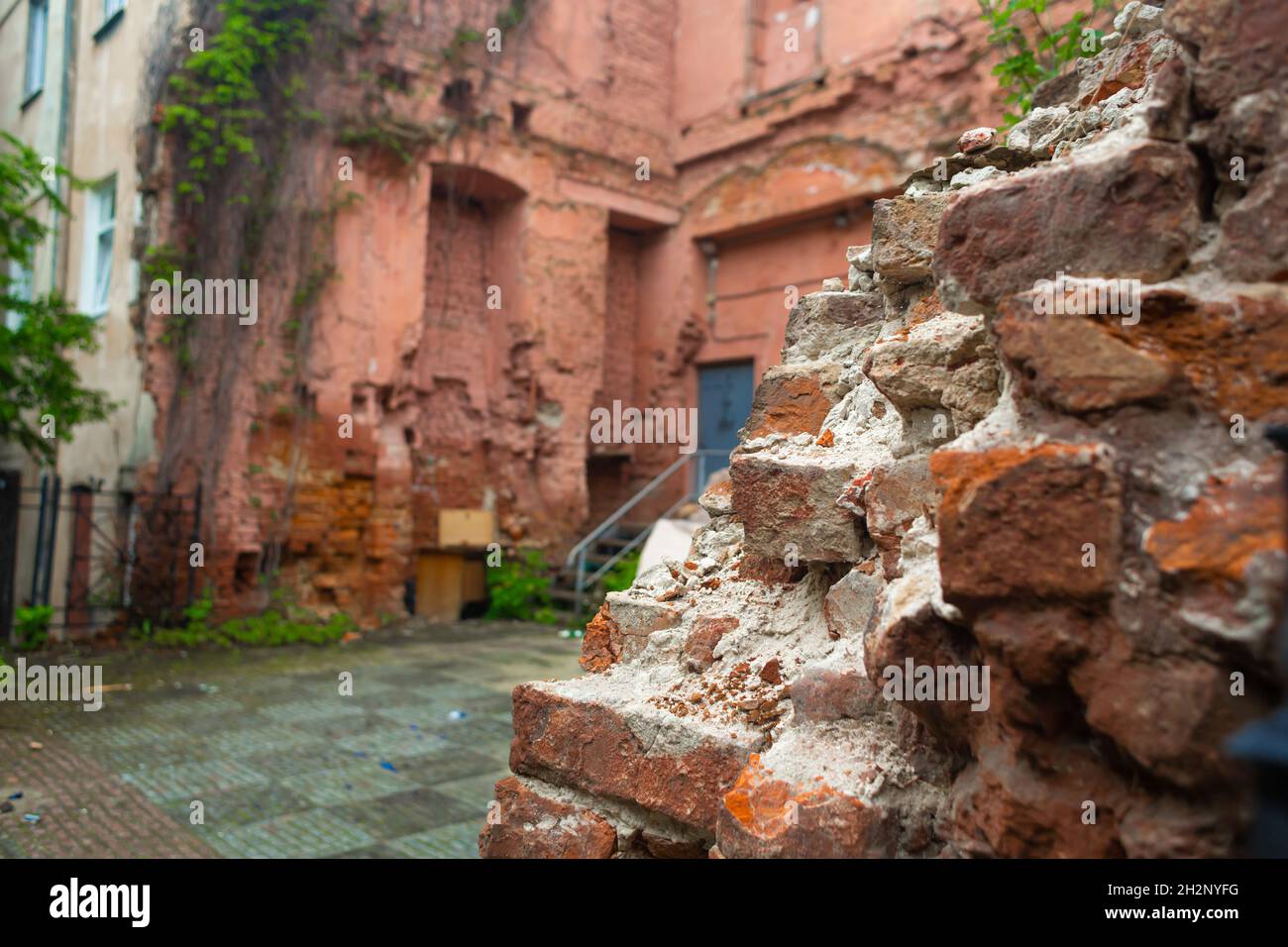 walls of an old ruined red brick building Stock Photo - Alamy