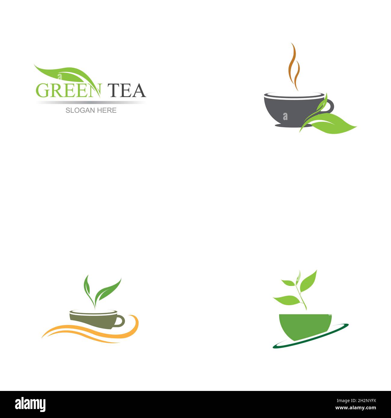 set of Green tea vector logo template Stock Vector Image & Art - Alamy