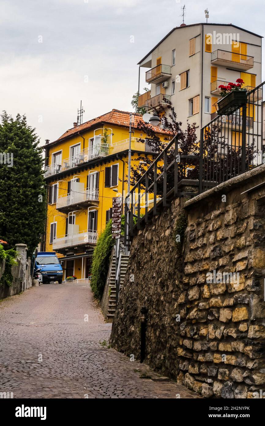 Como, Italy - June 14, 2017: View of Traditional Colorful Buildings in ...