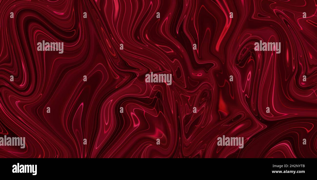 Creative abstract mixed red color painting with marble liquid effect ...