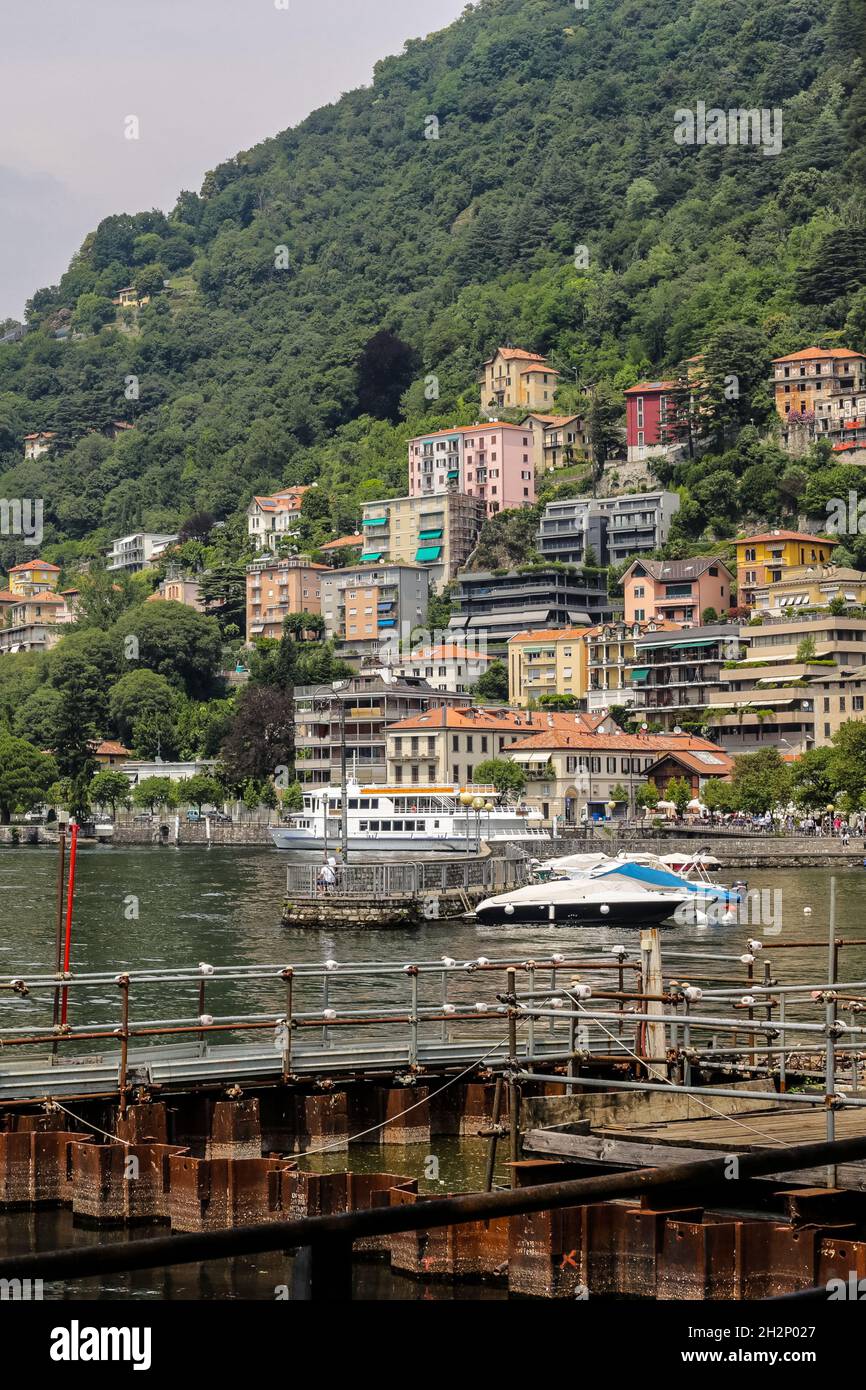 Como, Italy - june 14, 2017: View of Traditional Colorful Buildings in ...