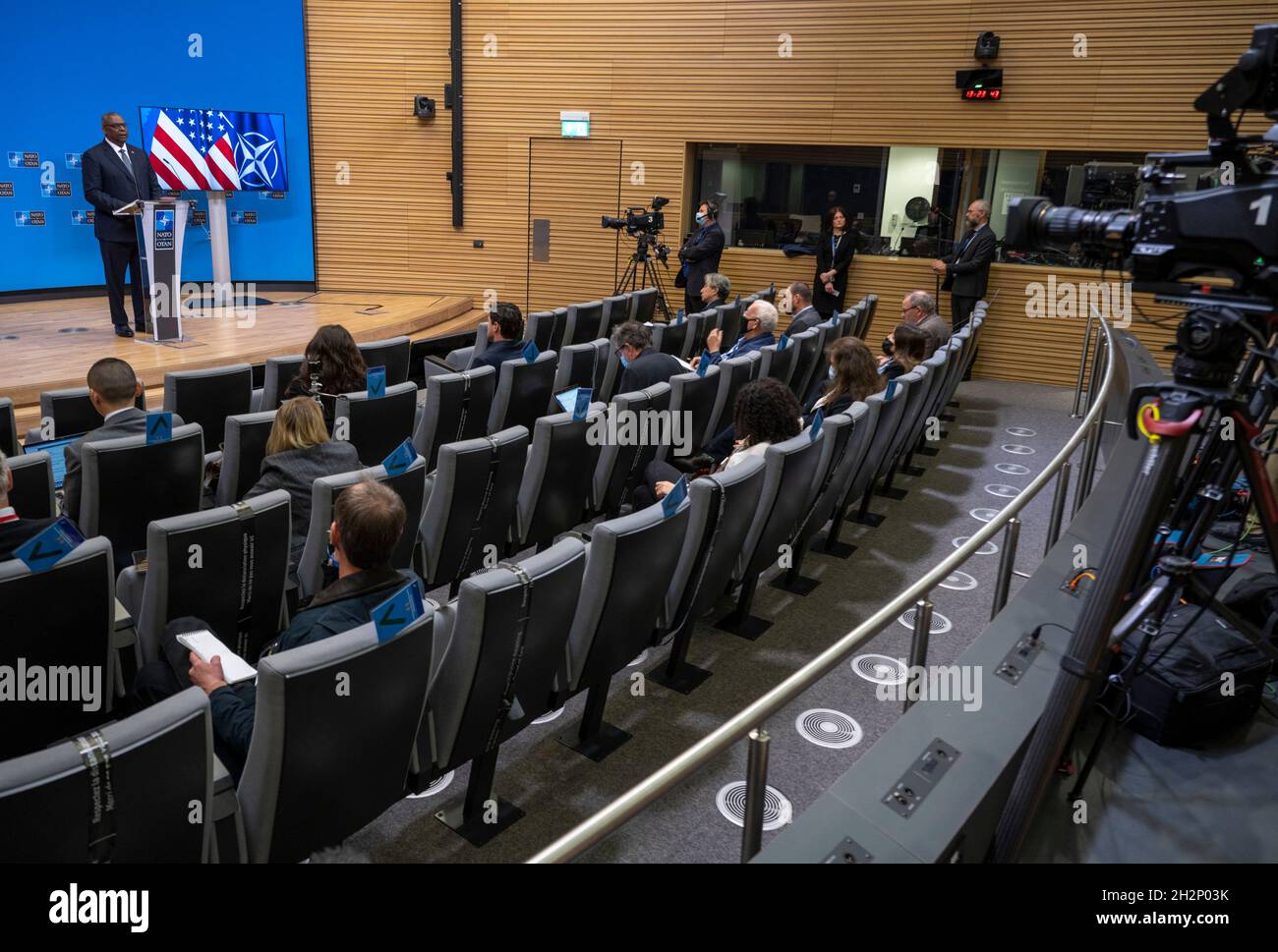 Brussels, Belgium. 22 October, 2021. U.S. Secretary of Defense Lloyd J ...