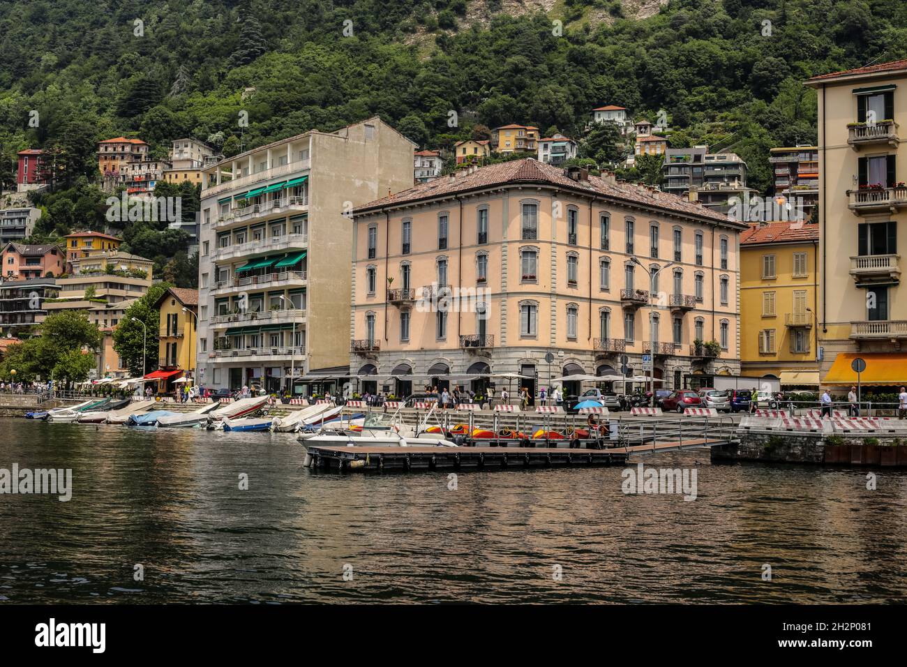Como, Italy - June 15, 2017: View of Traditional Colorful Buildings in ...