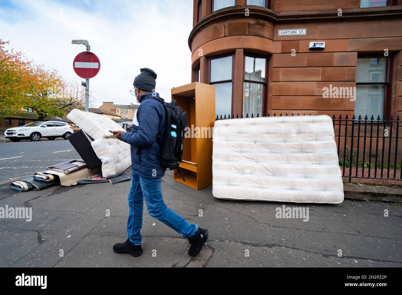 Glasgow, Scotland, UK. 23rd October 2021. Domestic waste is seen ...