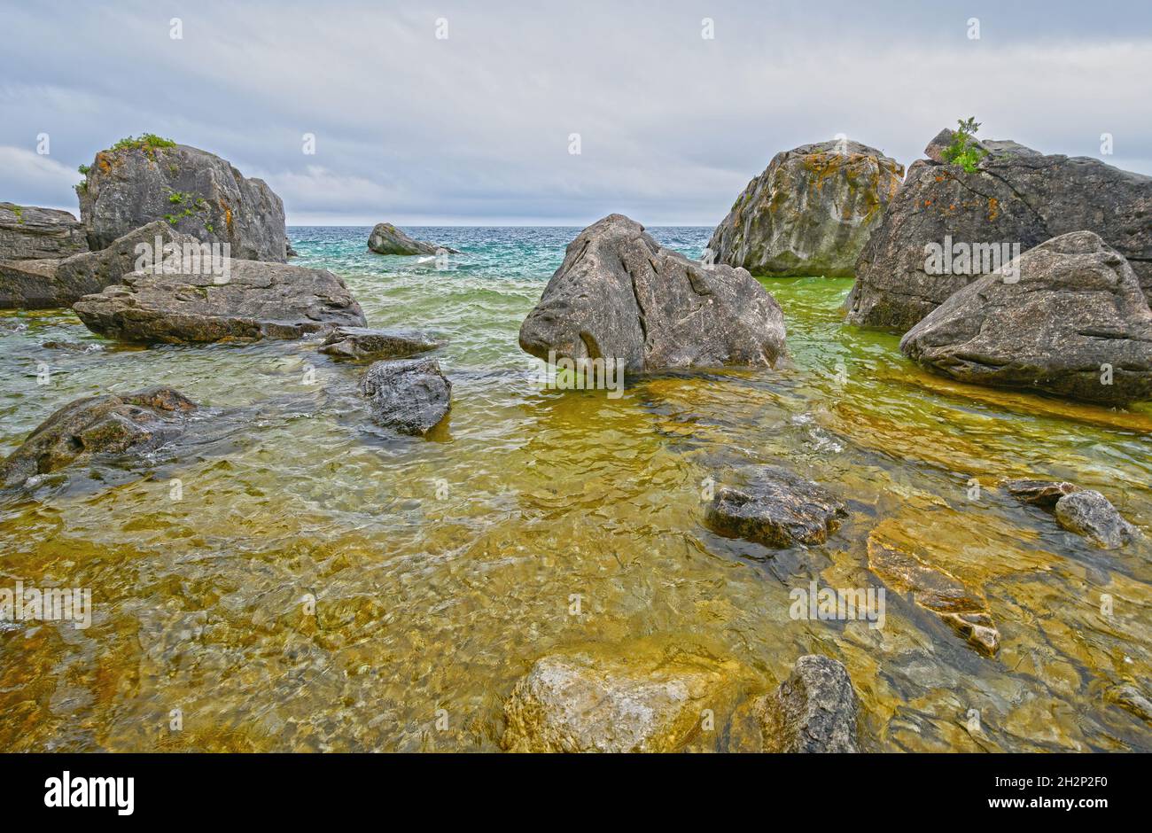 Rocks Growing Out of the Waters on Lake Huron in Bruce Peninsula ...