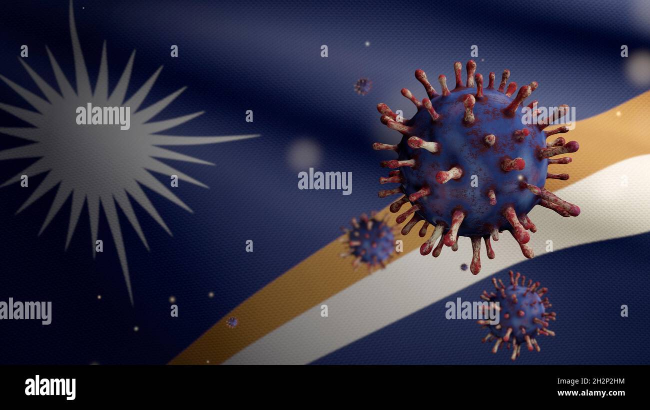 3D, Marshallese flag waving with coronavirus outbreak infecting ...