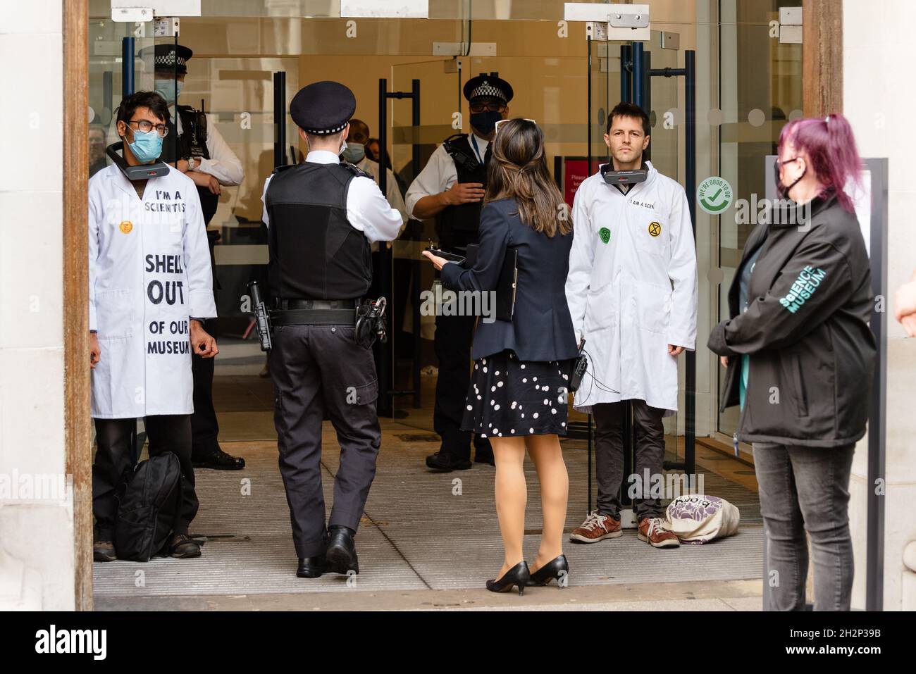 London, UK. 17 October 2021. Extinction Rebellion supporters gather ...