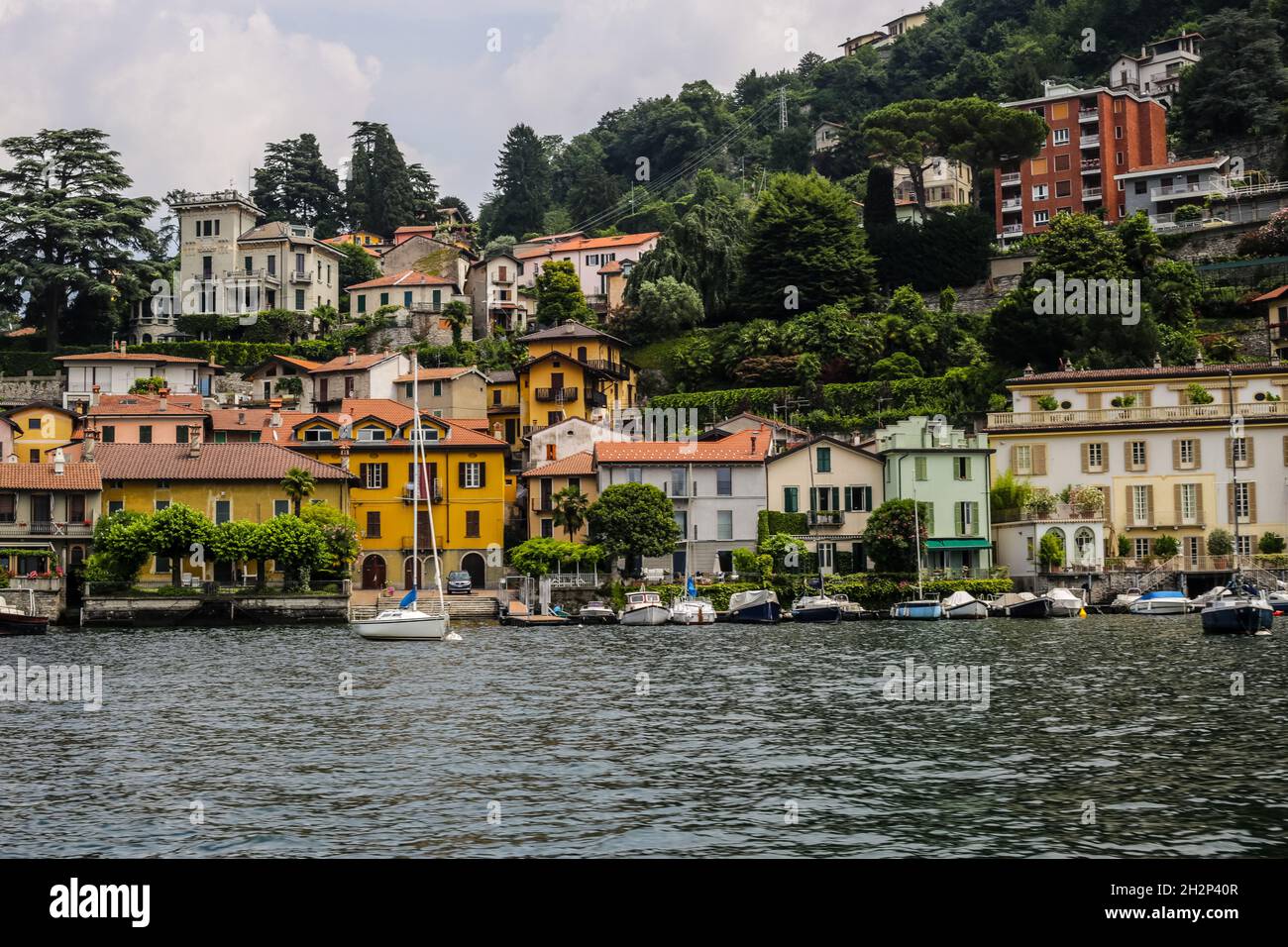 Como, Italy - June 15, 2017: View of Traditional Colorful Buildings and ...