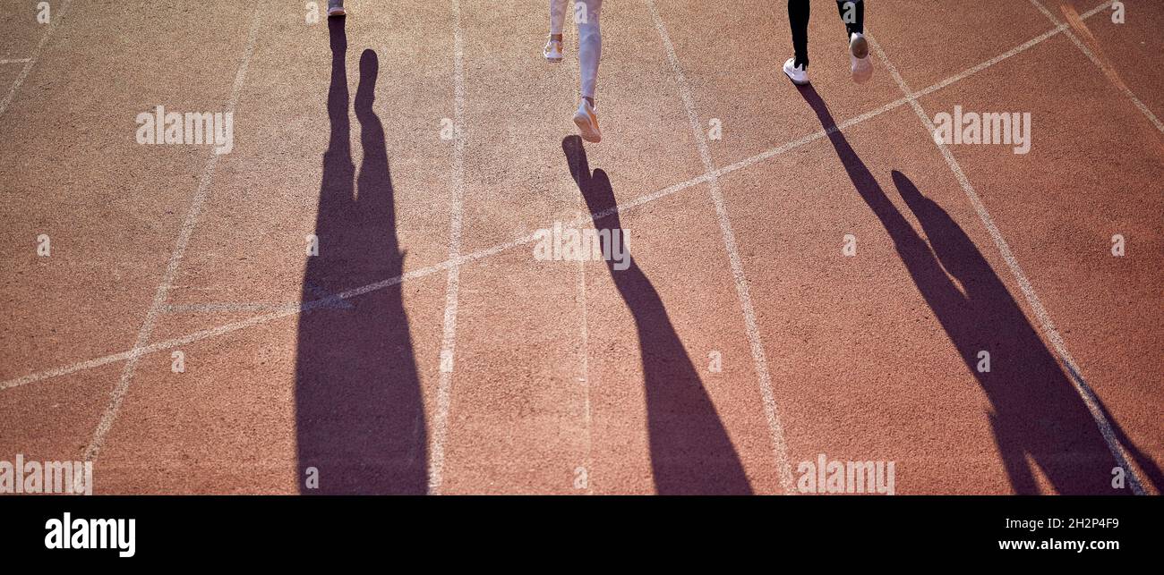 Group of professional runners training for the race together Stock ...