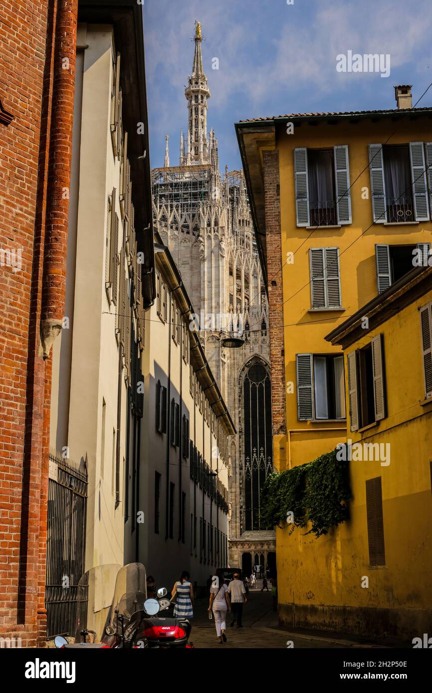Milan, Italy - June 13, 2017: View of Milan Duomo between Traditional ...