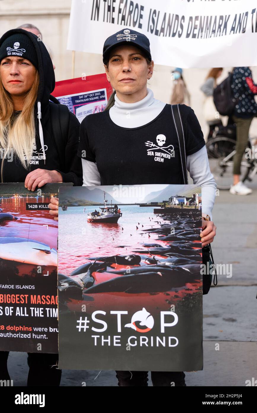 London, UK. 16 October 2021. Animal rights activists protest in ...
