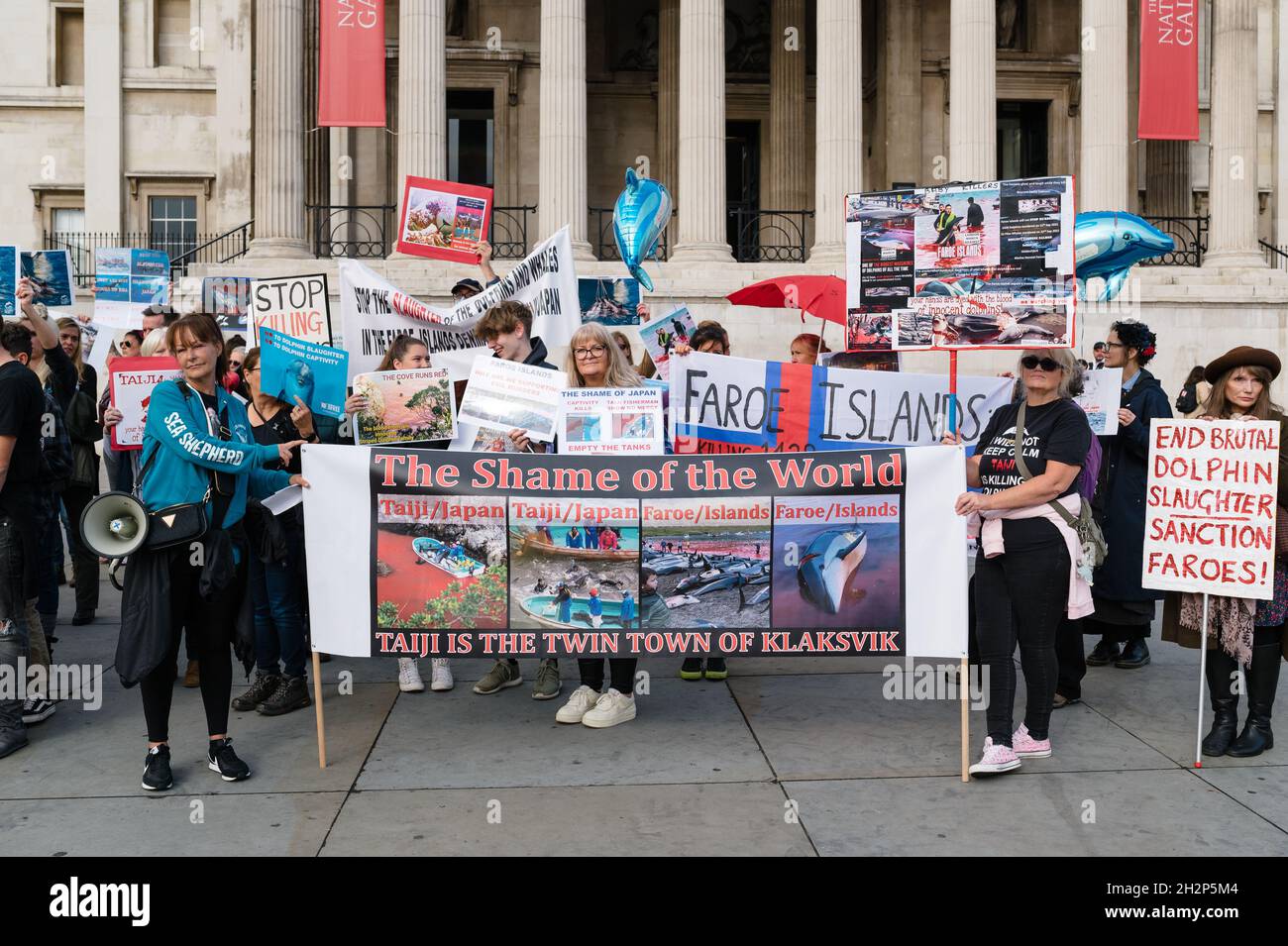 London, UK. 16 October 2021. Animal rights activists protest in ...