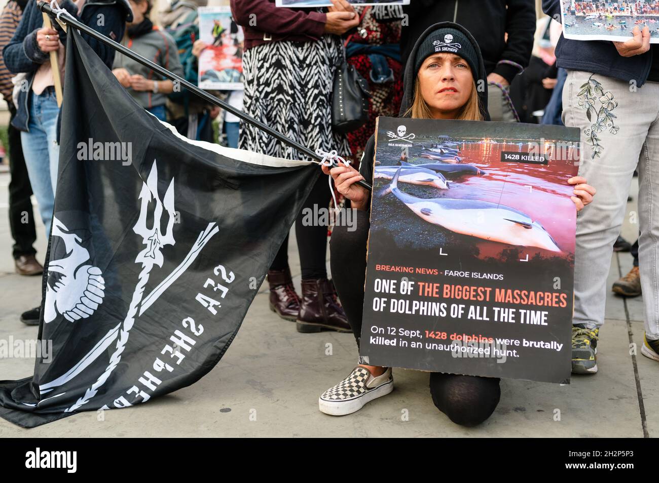 London, UK. 16 October 2021. Animal rights activists protest in ...