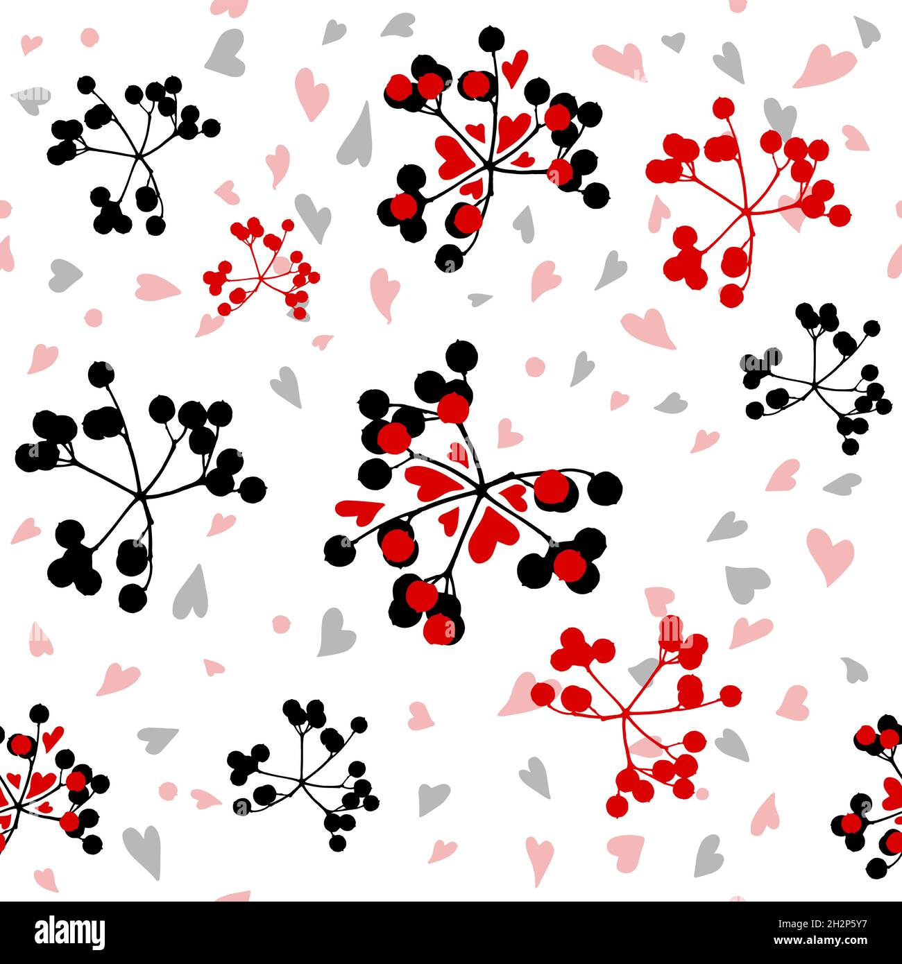 Seamless background of berries and hearts. Vector illustration Stock ...