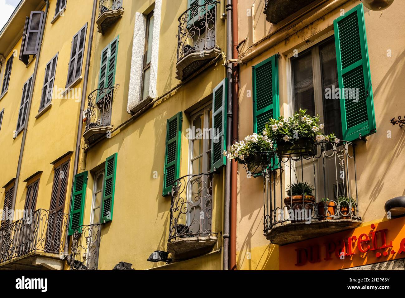 Como, Italy - June 15, 2017: View of Traditional Colorful Building in ...
