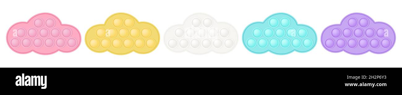 Set of popit rainbows on the clouds as a fashionable silicon fidget ...
