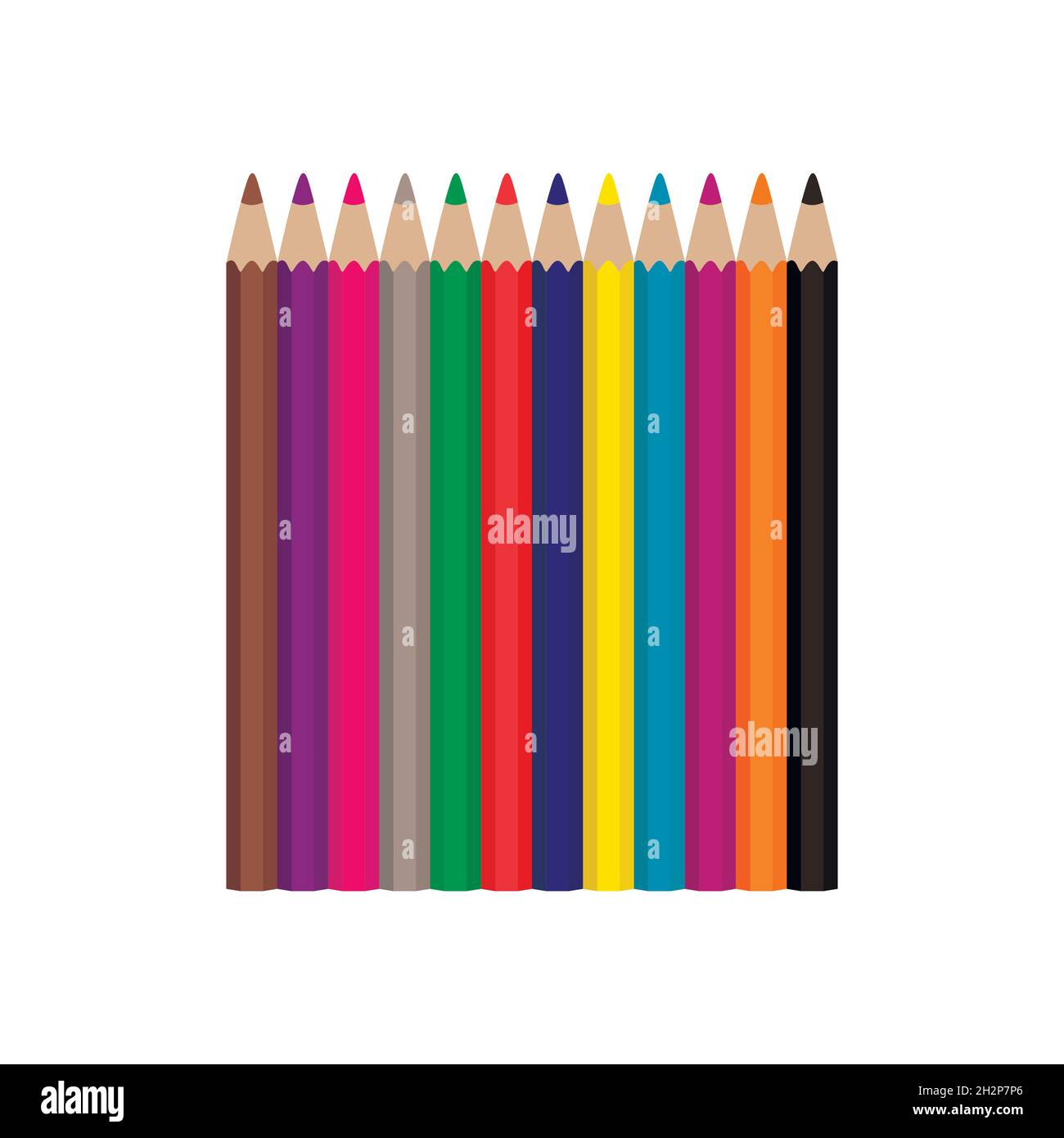 Set of vector colored pencils on white background Stock Vector Image ...
