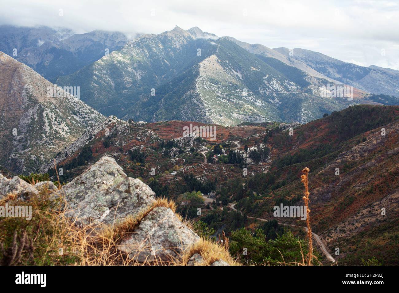 tops of mountain landscape in Europe Greece Taygetus Stock Photo - Alamy