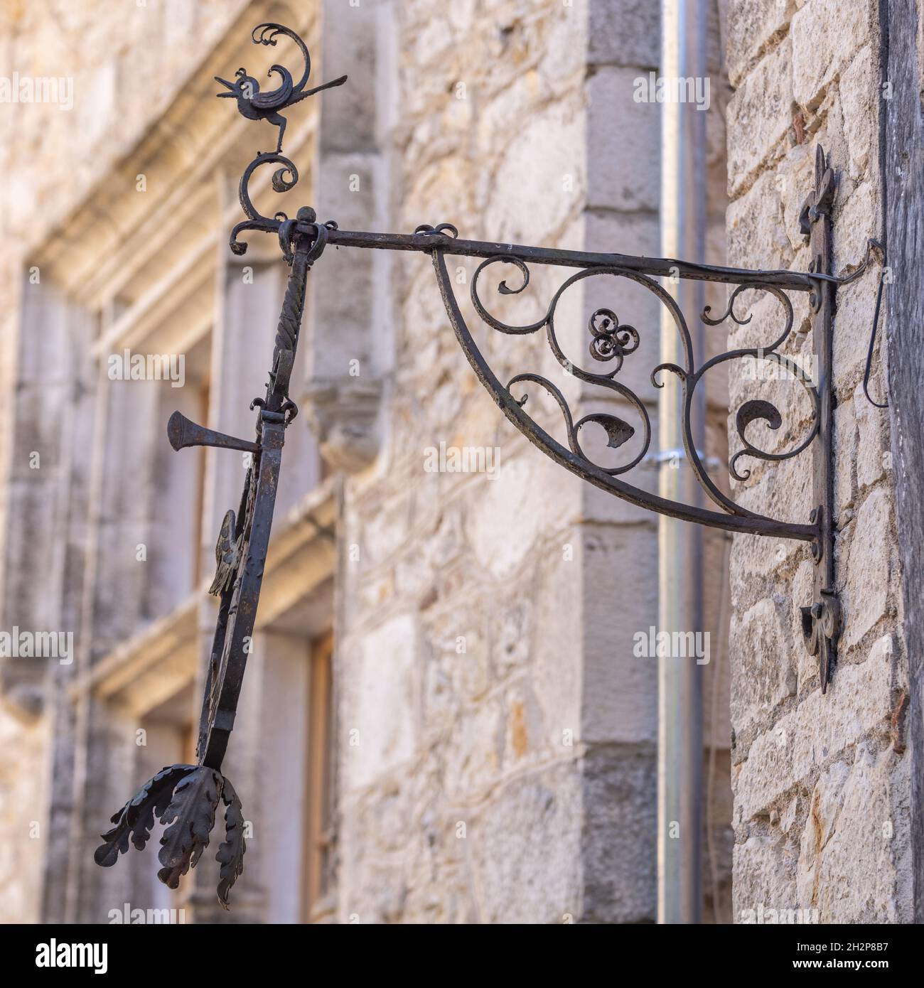 Wrought Iron Store Sign in the Hilltop Village of Saint-Cirq-Lapopie in ...