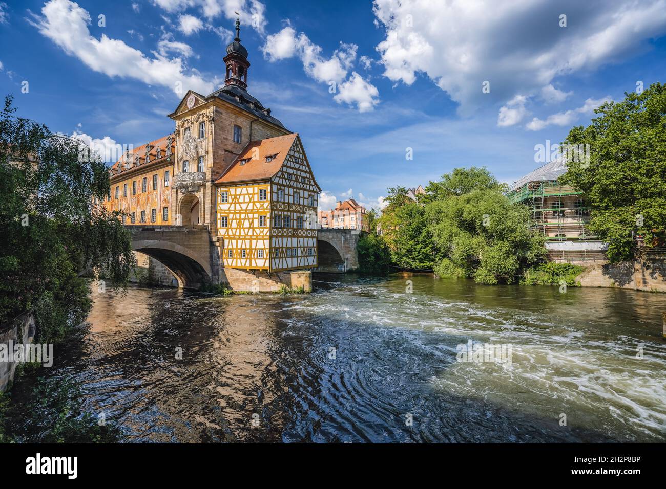 Scenic summer view of the Old Town architecture with City Hall building ...