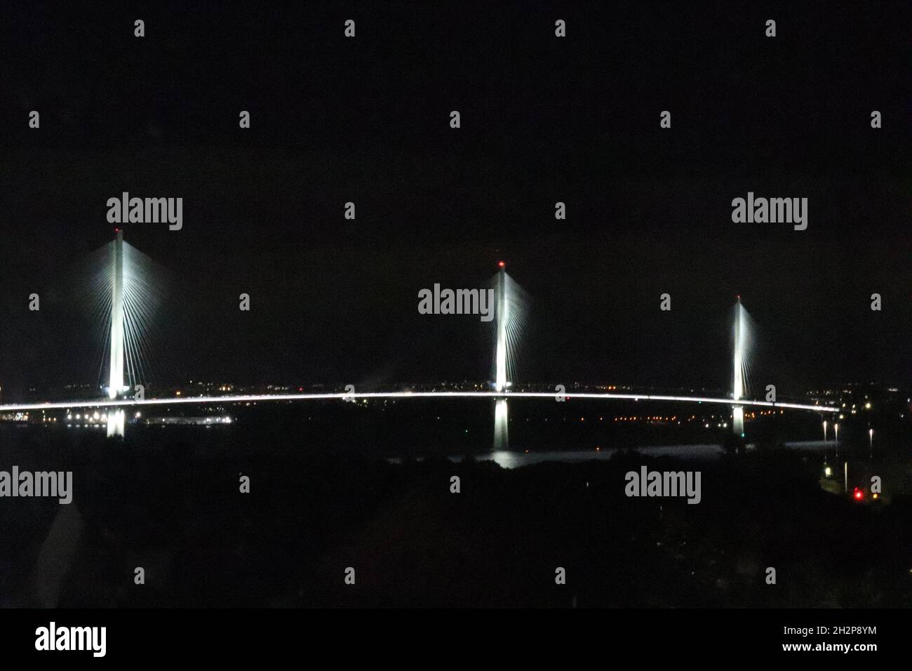 Queensferry Crossing by night Stock Photo - Alamy