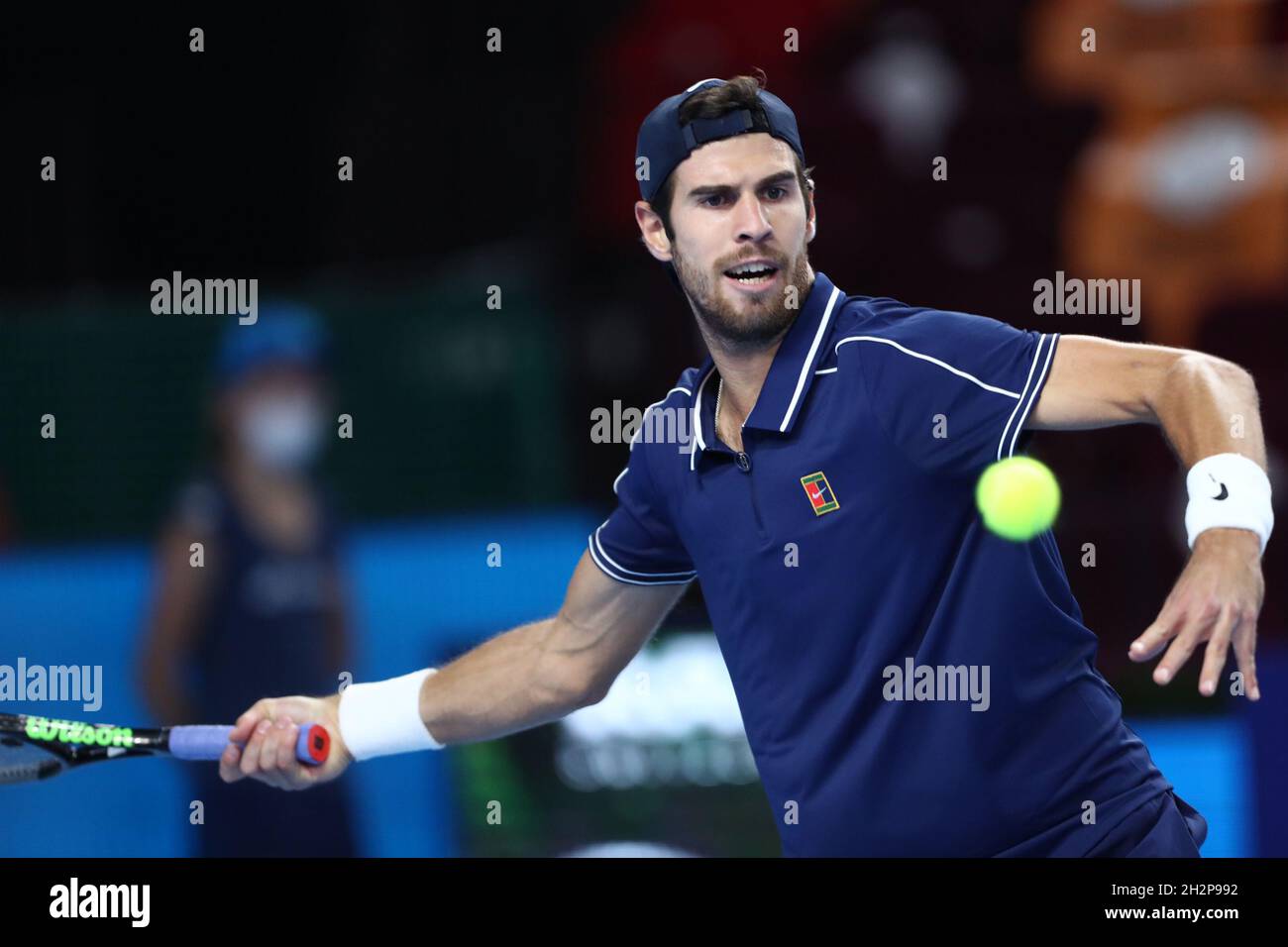 Karen Khachanov in action during The VTB Kremlin Cup 2021 at Irina ...