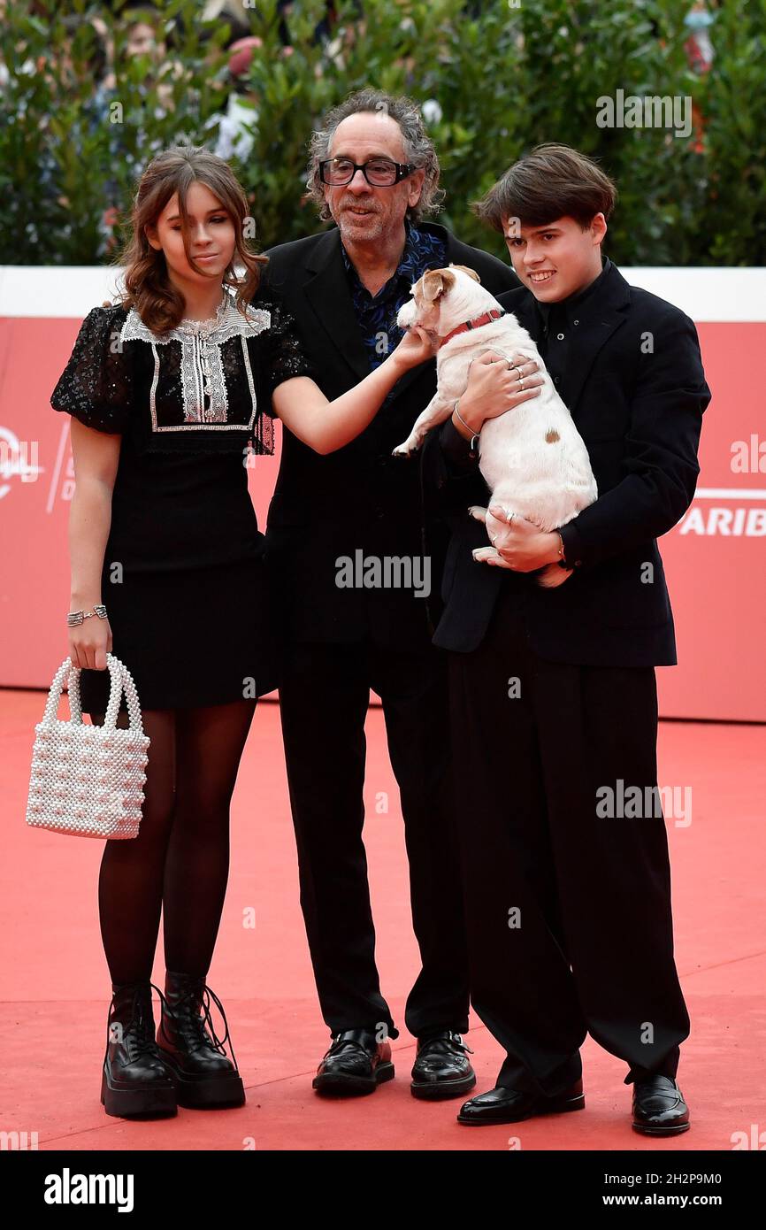 Rome, Italy. 23rd Oct, 2021. Nell Burton, Tim Burton and Billy-Ray ...