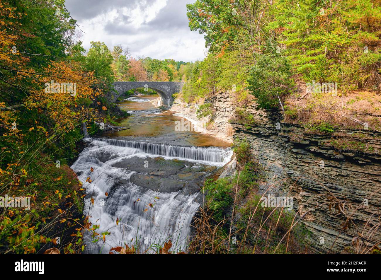 Upper Taughannock Falls in Taughannock Falls State Park. Town of ...