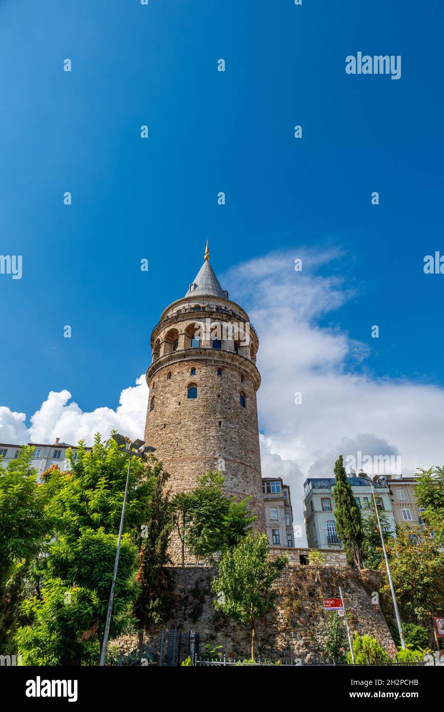 Galata Tower in Istanbul in summer, symbolic landmark in Galata area of ...