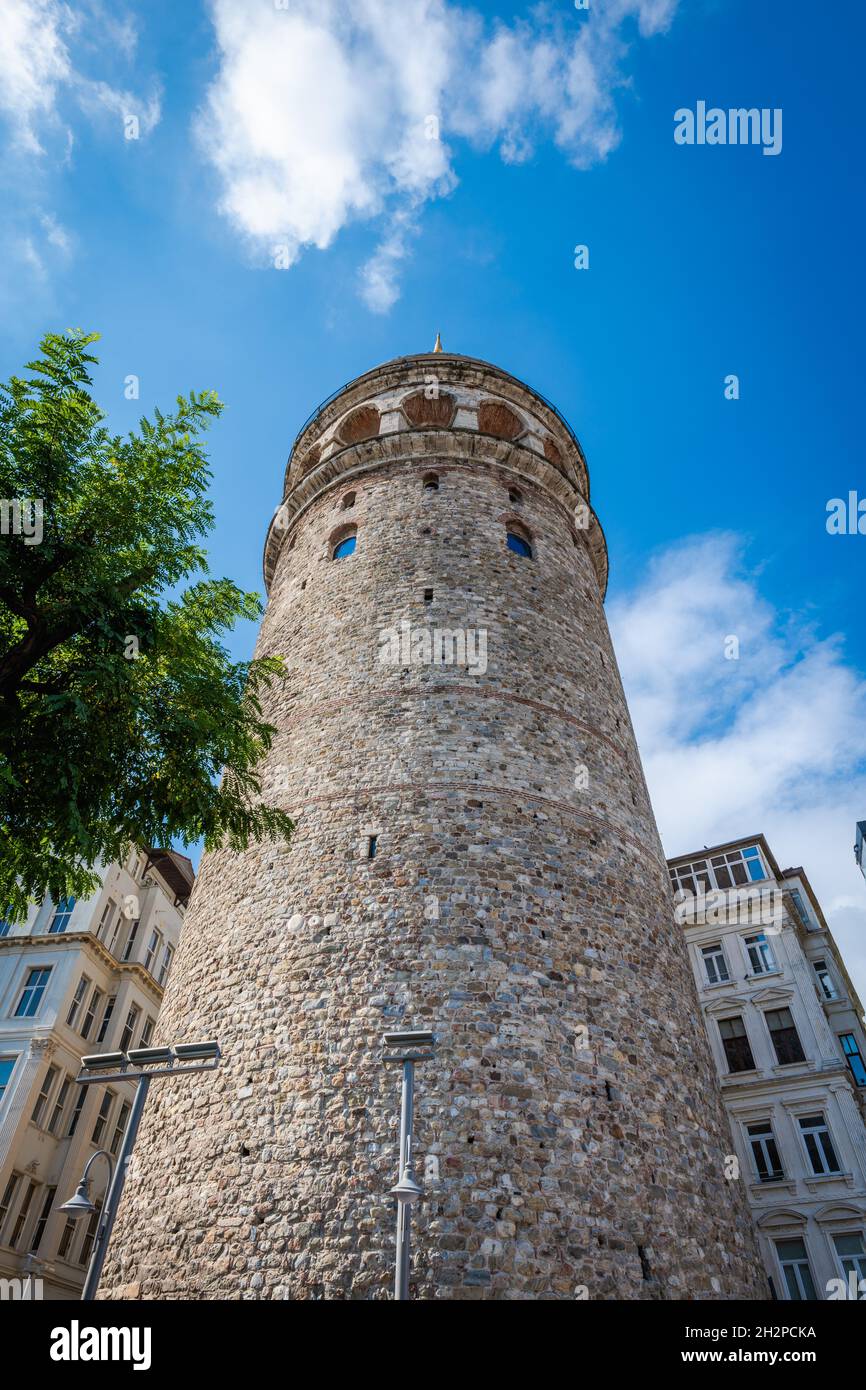 Galata Tower in Istanbul in summer, symbolic landmark in Galata area of ...