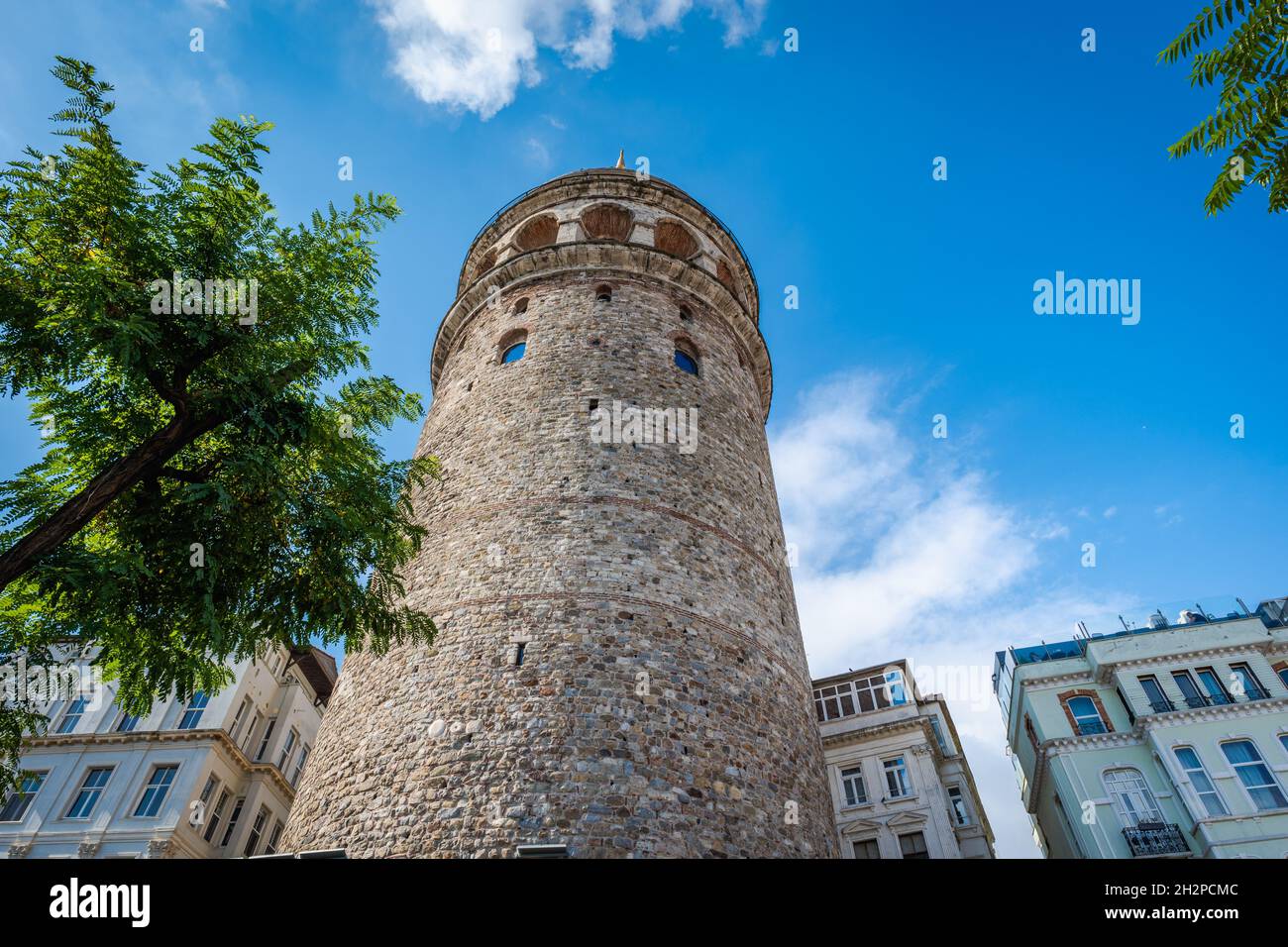 Galata Tower in Istanbul in summer, symbolic landmark in Galata area of ...