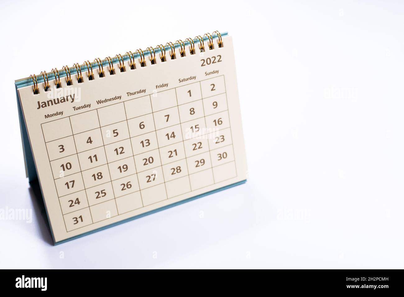 January 2022 calendar: month page on white background isolated Stock ...