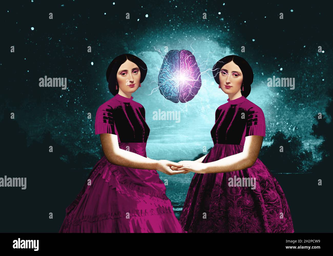 Telepathy between identical twins Stock Photo - Alamy