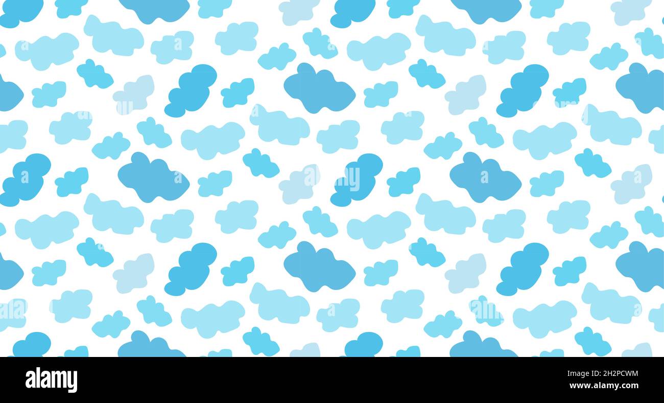 Cute Cloudy Seamless Pattern on White Background. Hand Drawn Vector ...