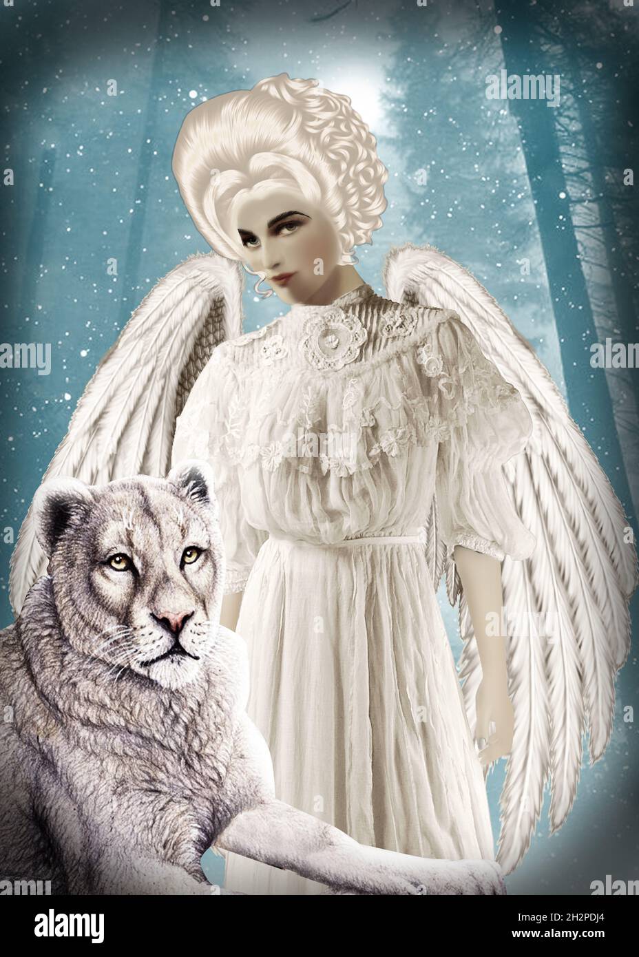 A lioness in the service of an angel Stock Photo - Alamy
