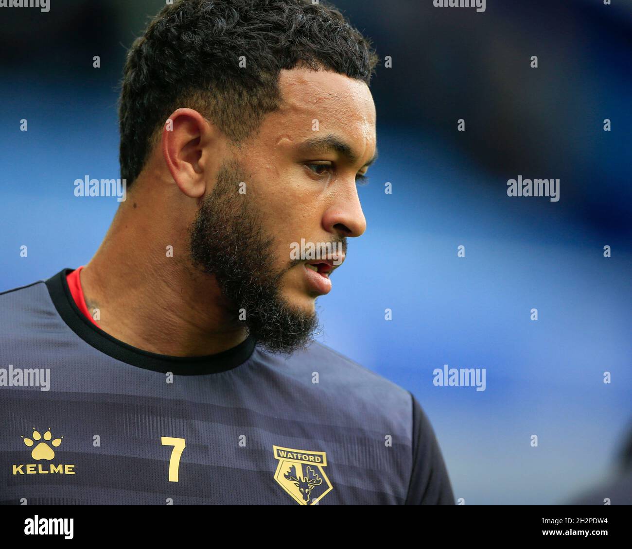 Joshua King #7 of Watford during the warm up for the game Stock Photo ...